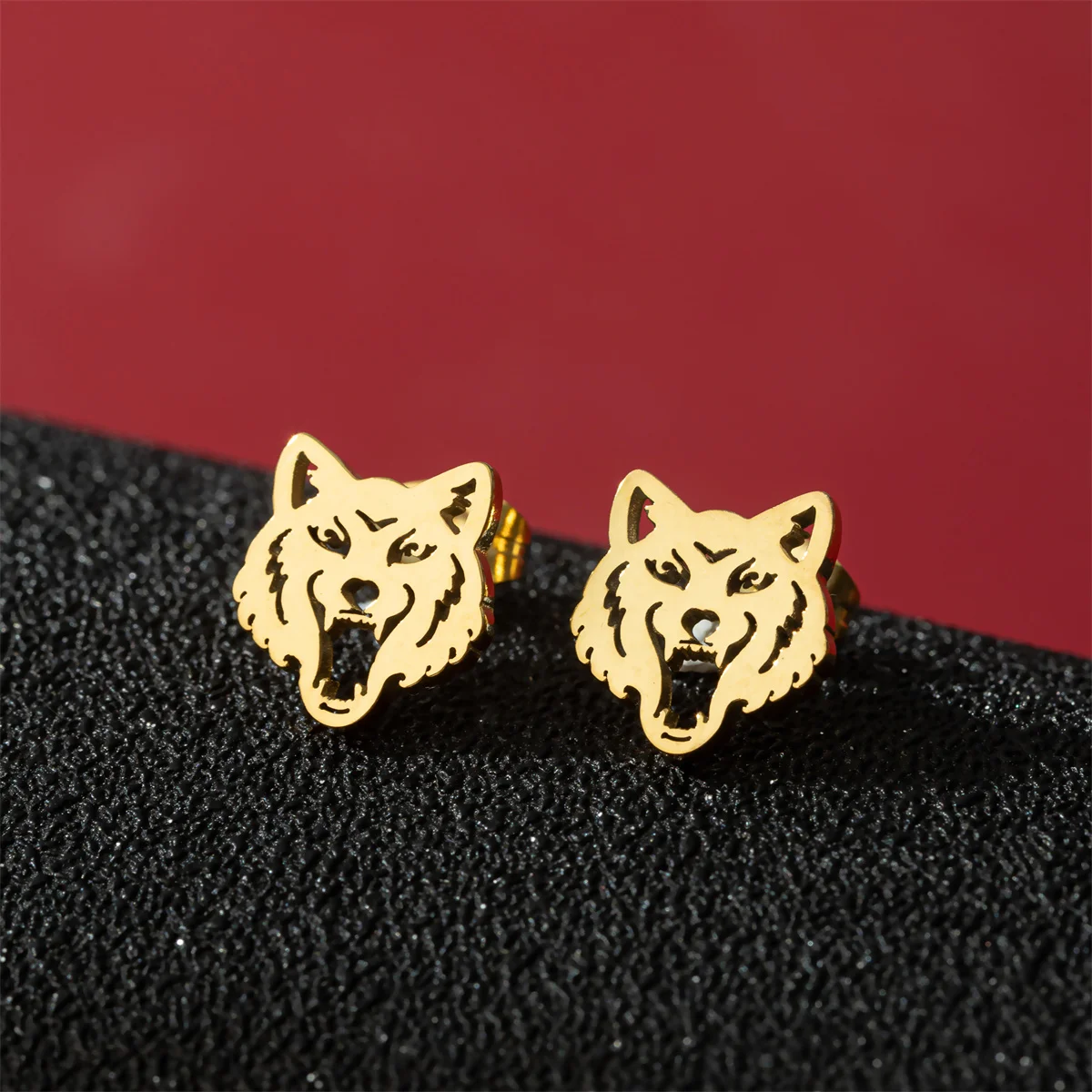 New Gothic Vicious Wolf Head Tiny Stud Earrings For Men Women Top ...
