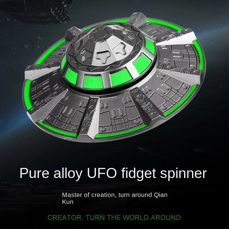 Glowing-Fingertip-Spinning-Top-Alloy-Black-Technology-Spaceship-UFO-Boy ...