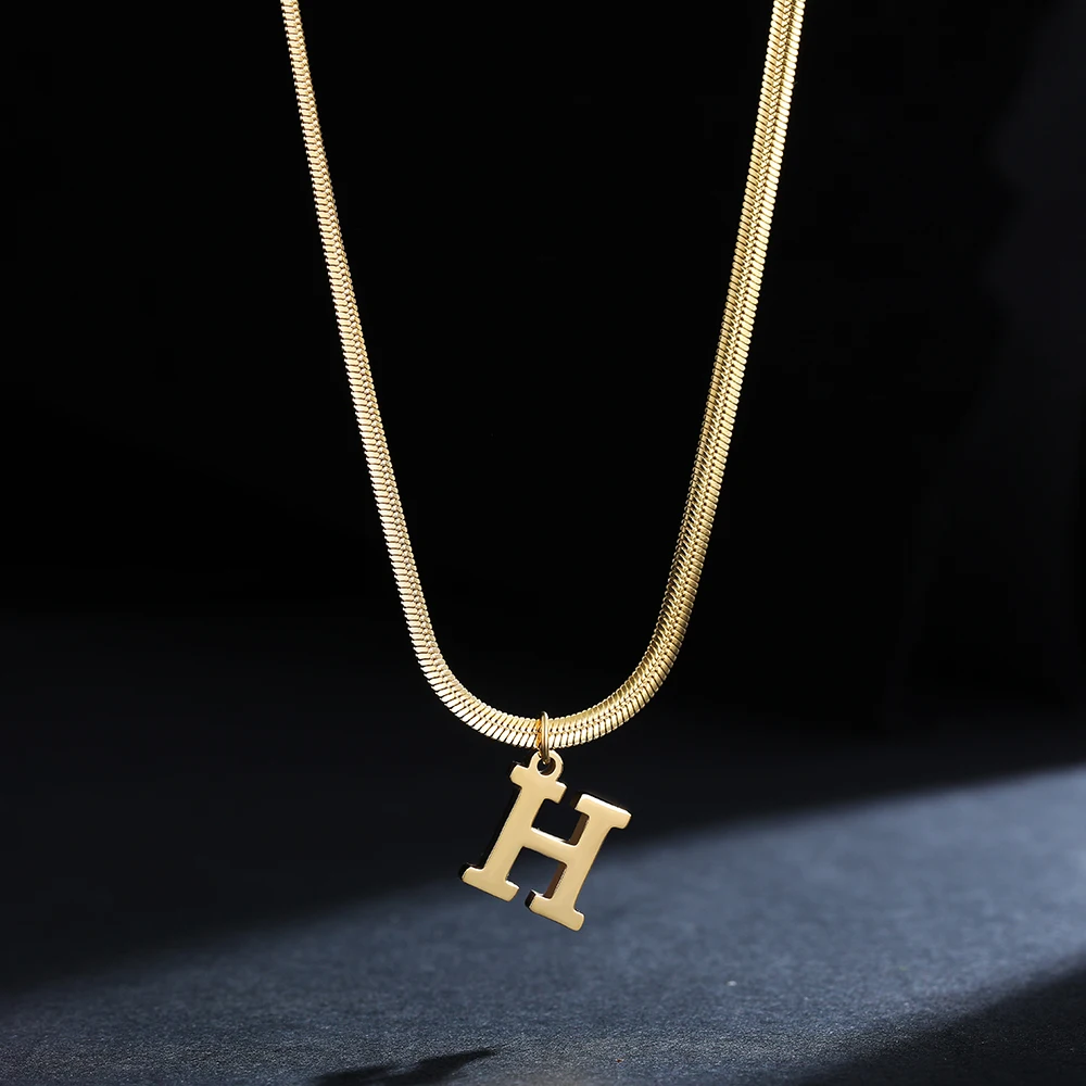 Stainless Steel Necklace Women Letter | Gold Necklace Letter Pendant ...