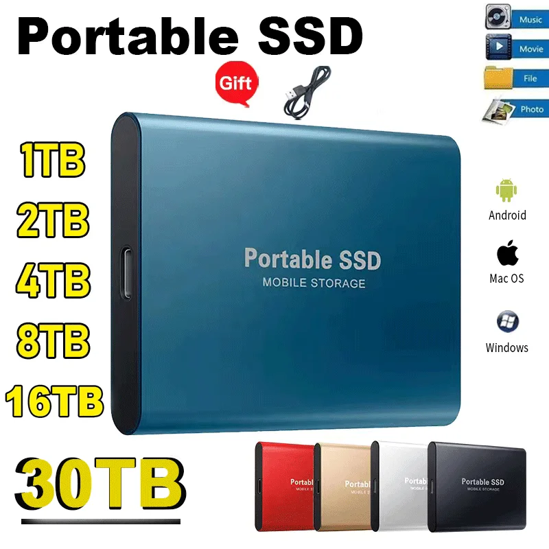 M.2 ssd 500g 1tb flash disco rígido externo tipo c de alta velocidade usb3.1 2tb 4tb 8tb ssd ...