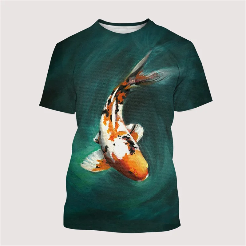 Koi Fish Lucky Fish Pattern T-Shirt For Men Women Animal 3D Printed ...