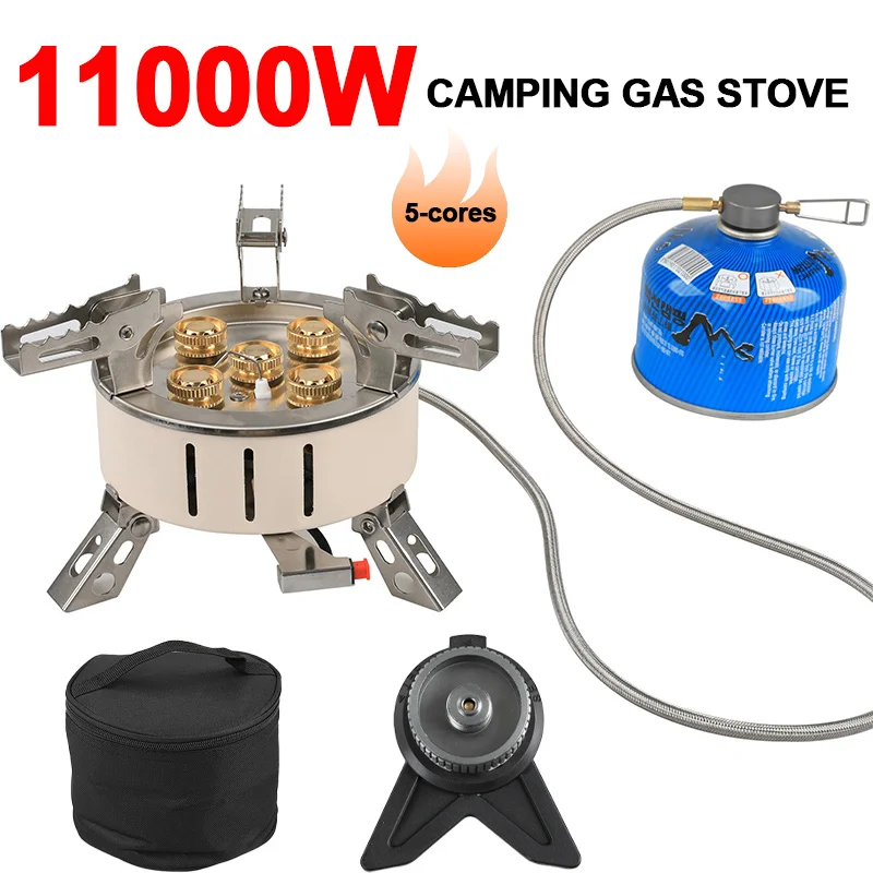 11000W Folding Camping Gas Stove Burner Portable 5-Cores Gas Furnace ...
