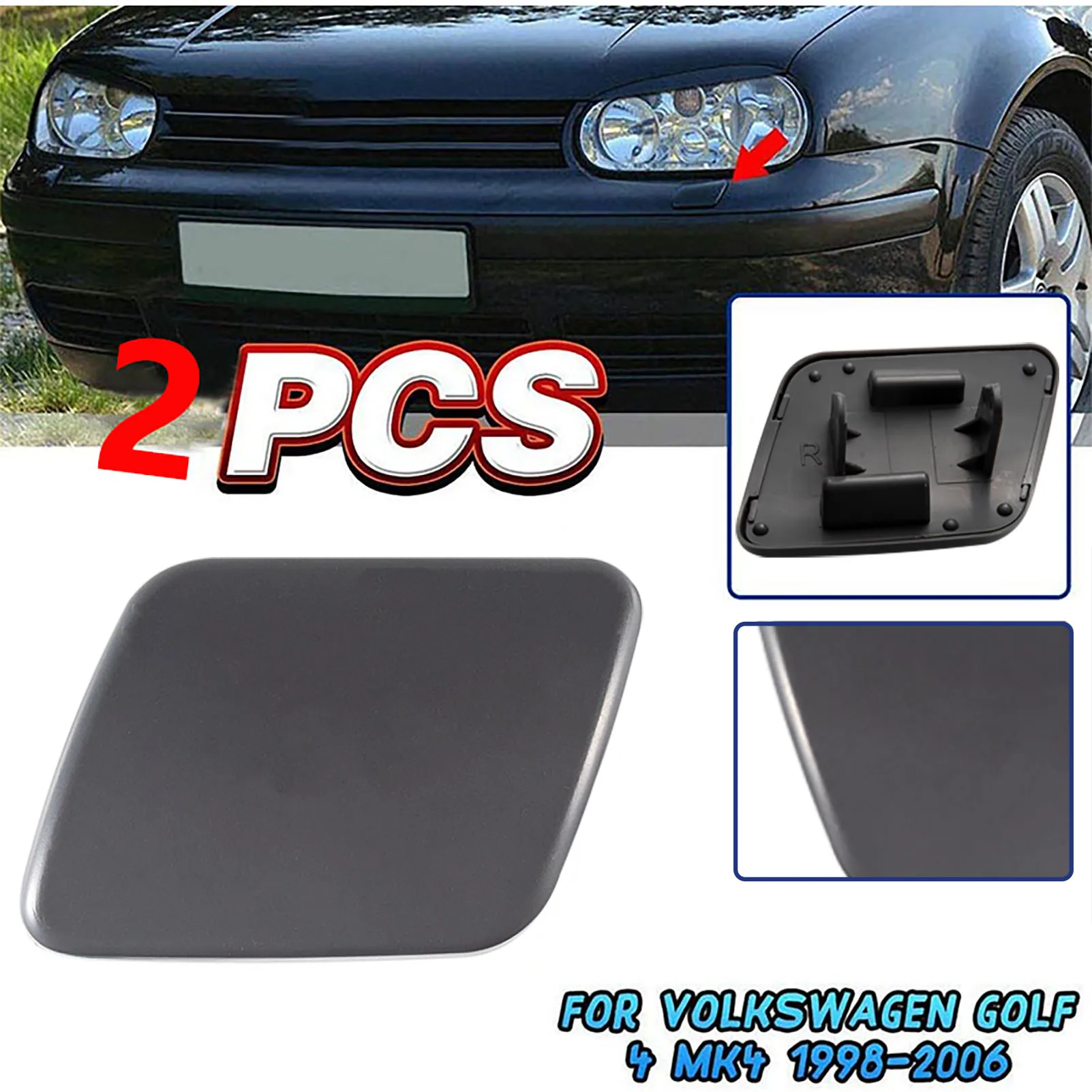2Pcs Car Front Bumper Headlight Headlamp Washer Nozzle JET Cover CAP ...