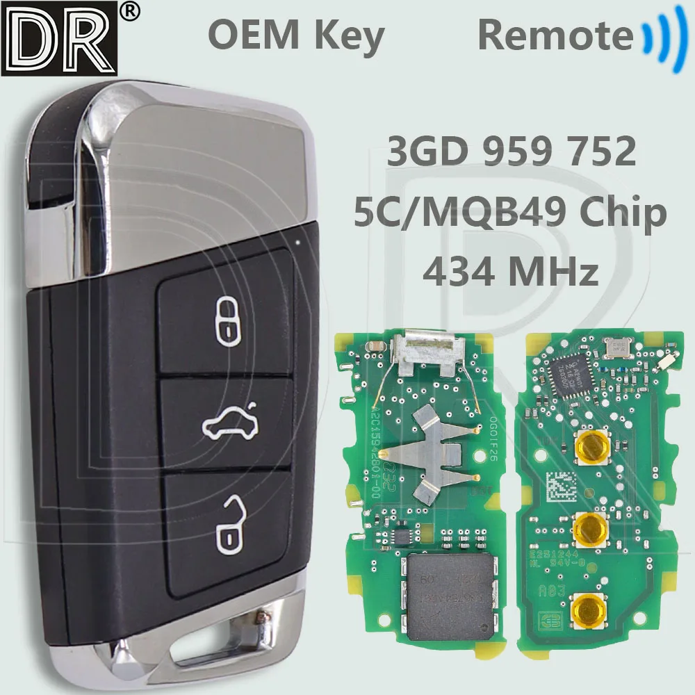 DR Original 3GD 959 752 5C/MQB49 Chip 434MHz Proximity Car Remote Key ...