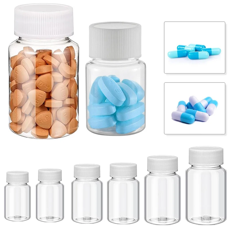 5Pcs-15-100ml-Plastic-Pill-Bottles-with-Seal-Caps-Ideal-Empty-Medicine ...
