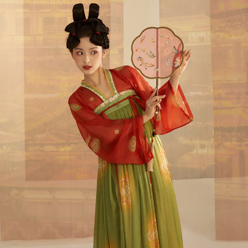 ShiSanYu 여성 중국어 번체 녹색 실크 Hanfu Pibo 스커트 코스프레 Dancewear 당나라 무대 공연 드레스 의상 ...
