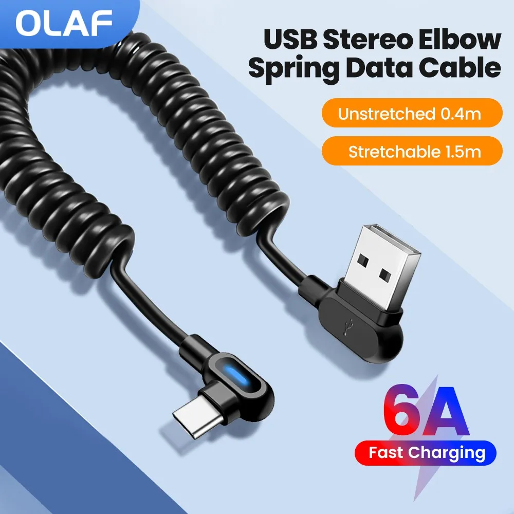 6A Elbow USB To Type C Cable Fast Charging USB Type C Data Cable For ...