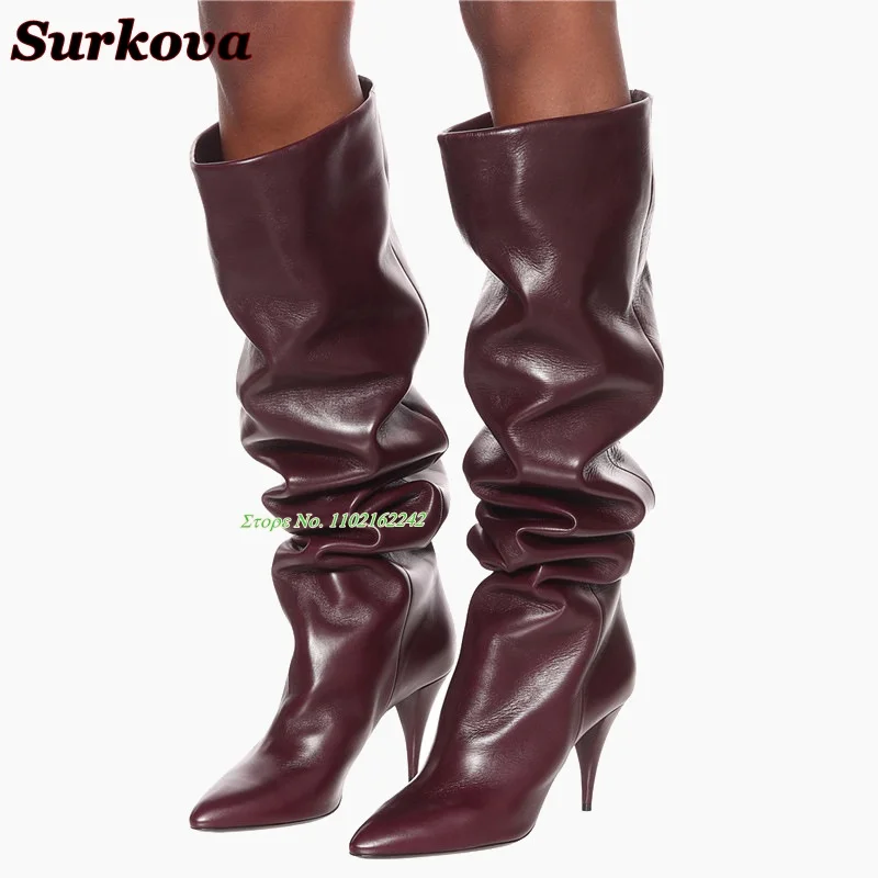 Botas-largas-plisadas-por-encima-de-la-rodilla-para-mujer-botines-de ...