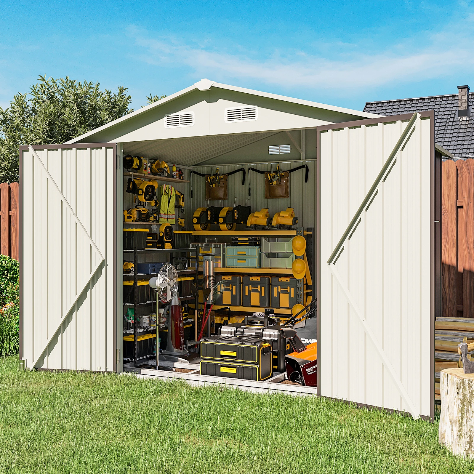 8-FT-x-6-FT-Outdoor-Storage-Shed-Steel-Utility-Storage-House-with-Door ...
