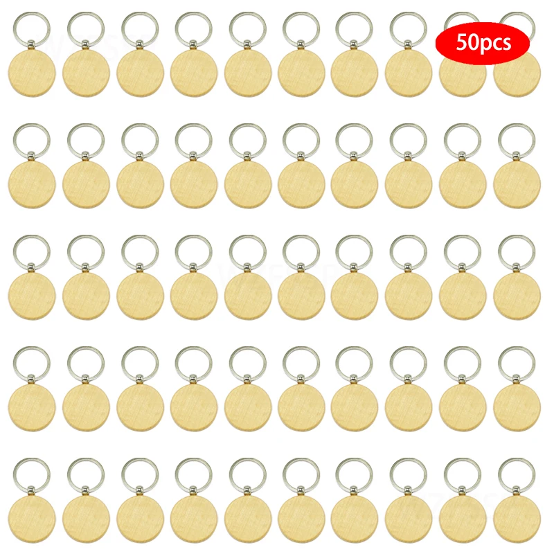 50-100pcs-Round-Wooden-Keychain-Blank-Bulk-Wholesale-Wood-Key-Chains ...