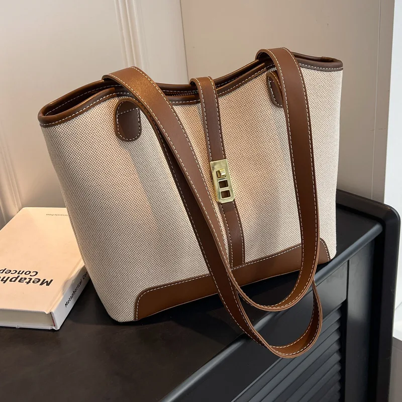 New Fashion Contrast Canvas Bag Luxury One Shoulder Handbag Casual ...