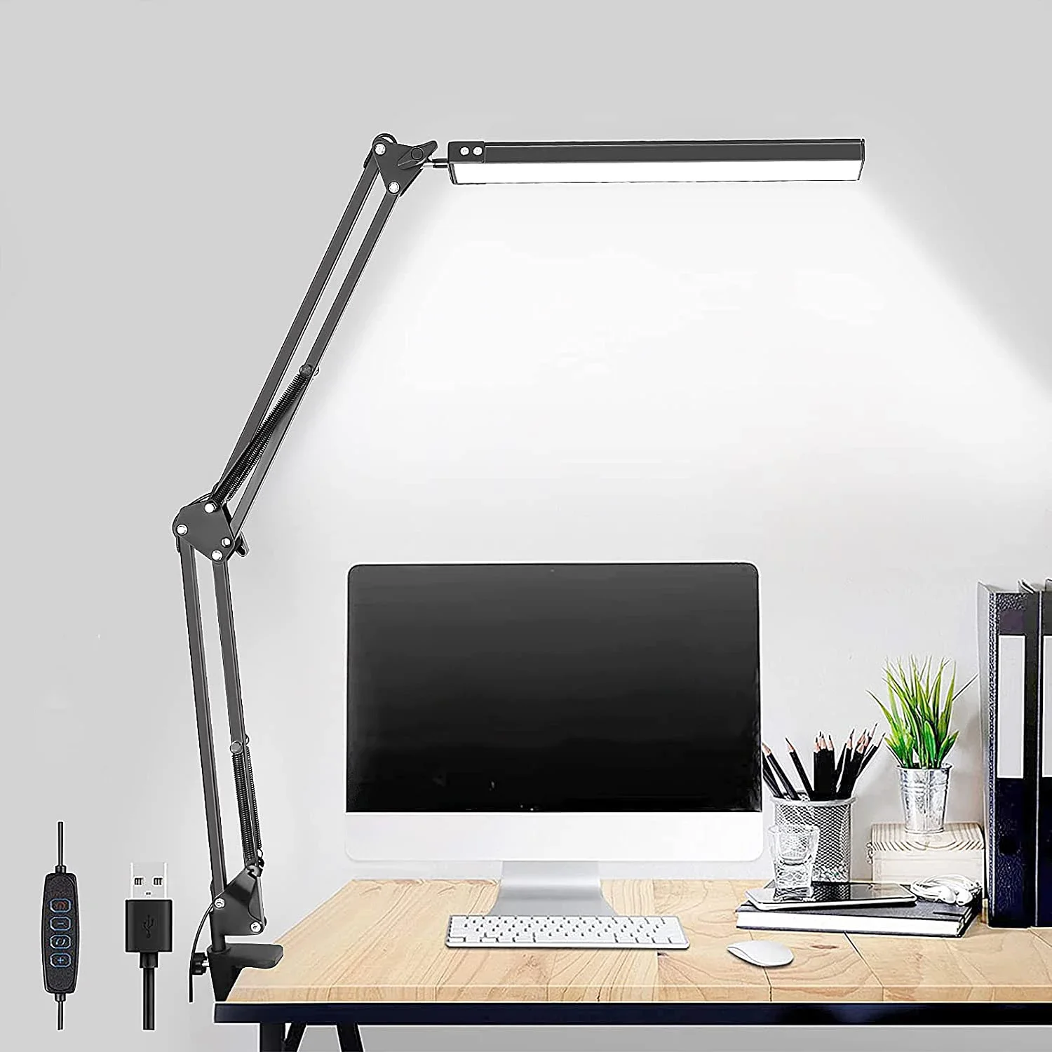 A-LED-Desk-Lamp-Adjustable-Metal-Swing-Arm-Desk-Lamp-with-Clamp-Eye ...