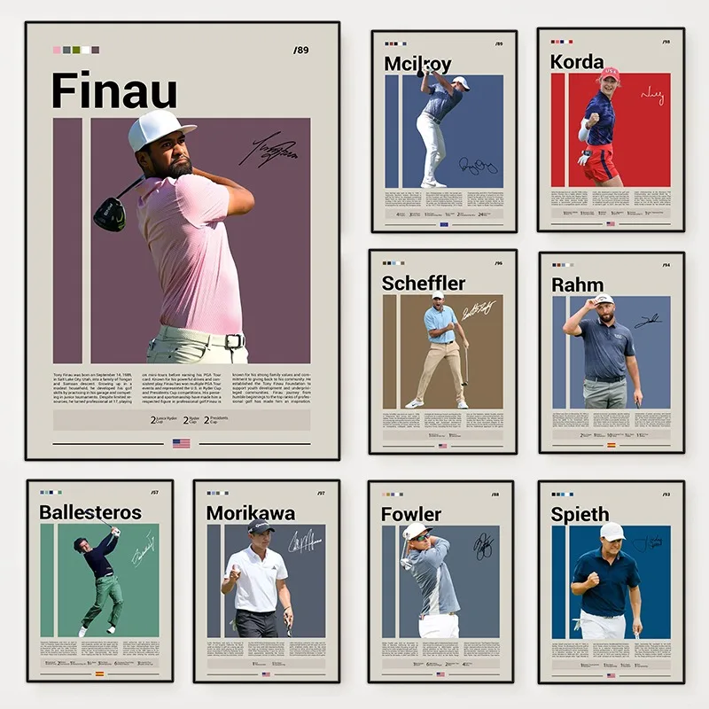 Golf Players Poster Pro Golfer PGA Tour Champion Swing Motion Canvas ...