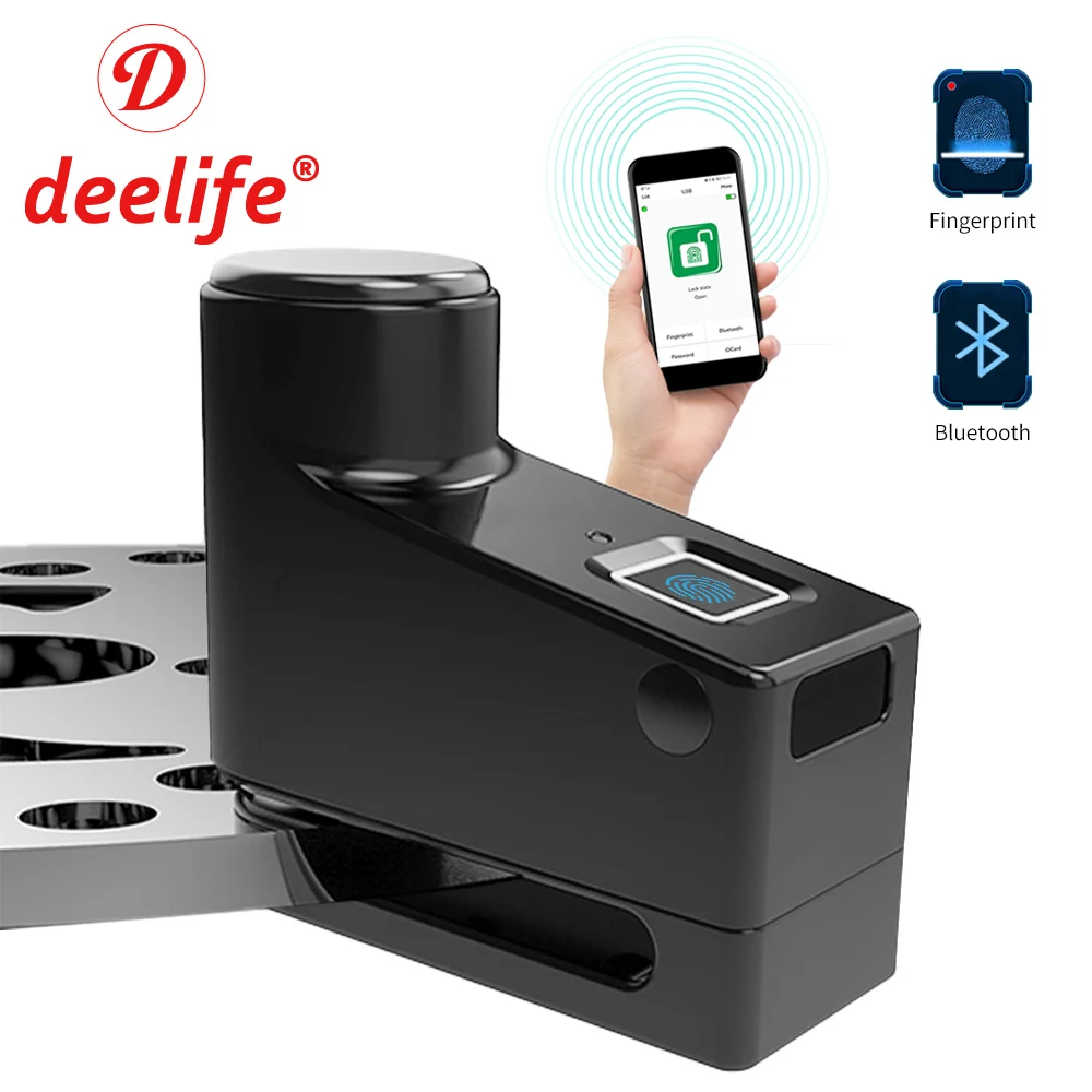 Deelife Disc Lock for Motorcycle Motorbike Moto Bicycle Brake Padlock with Fingerprint Bluetooth ...