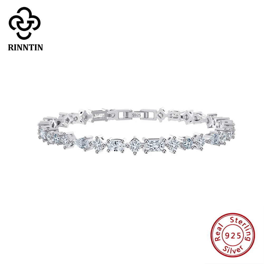 Rinntin-3-Different-Shapes-CZ-Tennis-Bracelet-925-Sterling-Silver-Brilliant-Luxury-Chain ...