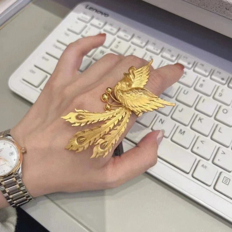 Luxury-Gold-Plated-Phoenix-Rings-for-Men-Women-Engagement-Wedding-Ring ...