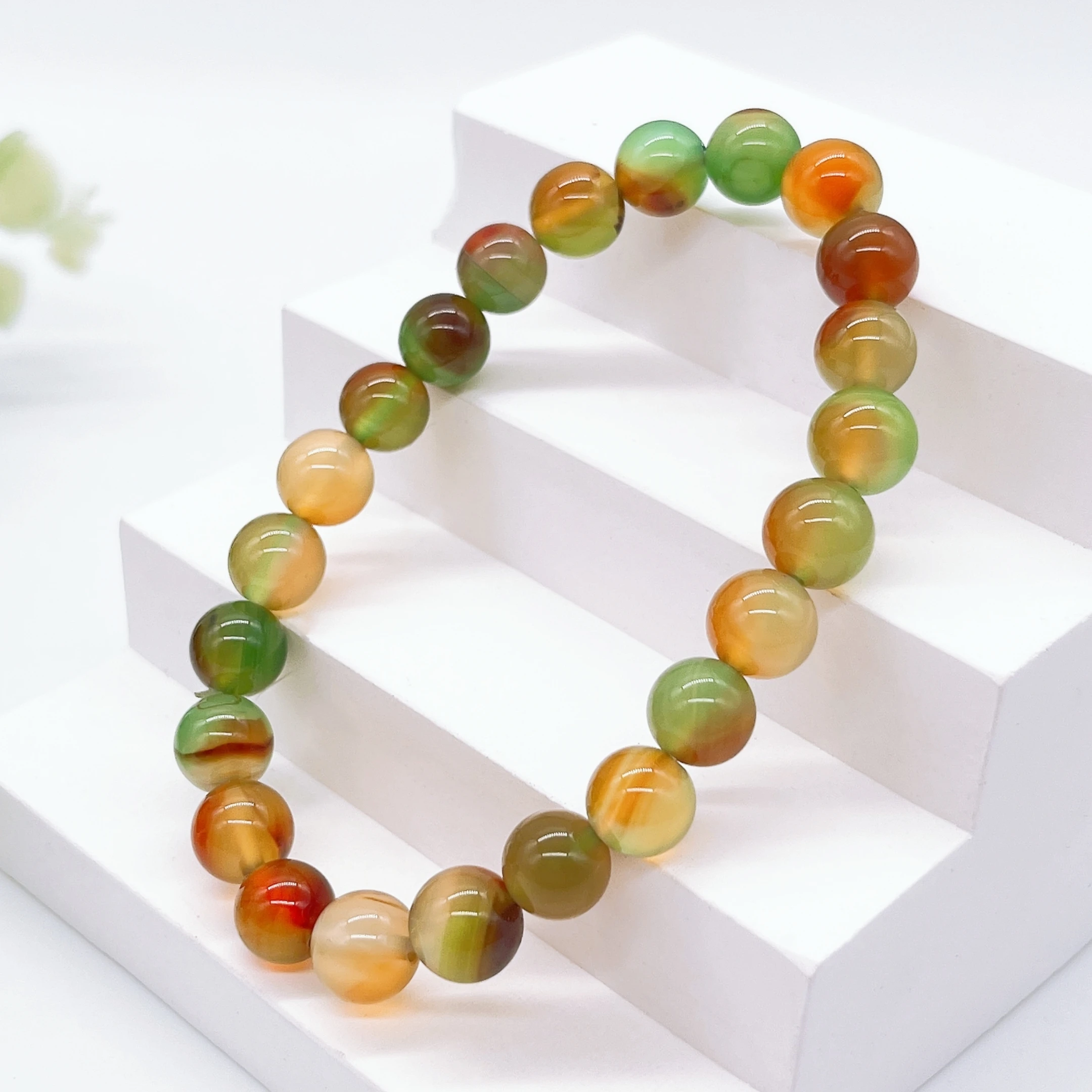 Natural-Colourful-Agate-Crystal-Pink-Stone-Streche-Bracelet-Elastic ...