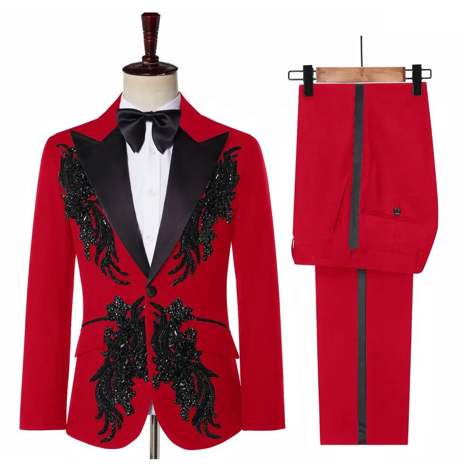 Elegant-Appliqued-Two-piece-Men-s-Suit-for-Wedding-Banquet-Host-Dance ...