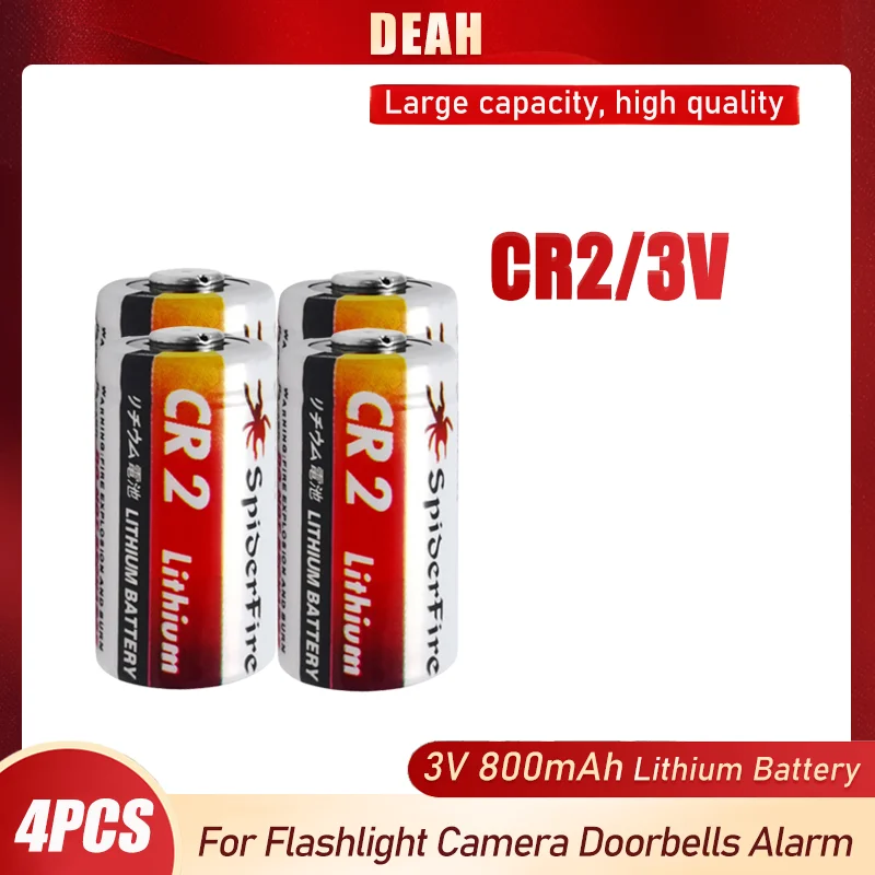 4PCS CR2 CR15H270 DLCR2 ELCR2 CR15266 3V Lithium Battery For LED Flashlight Camera Printer ...