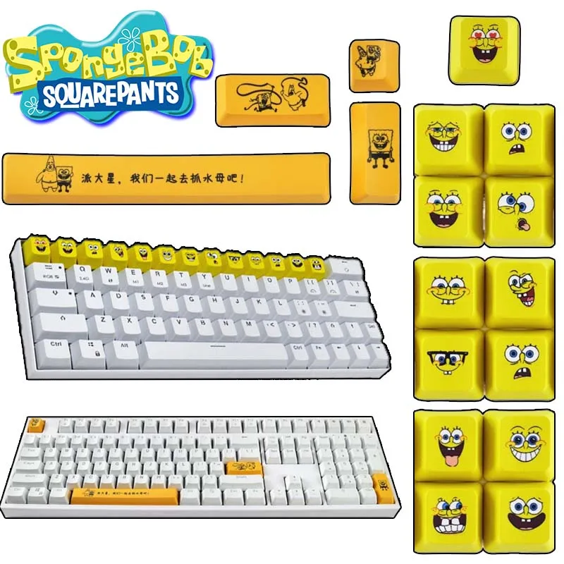 SpongeBob-PBT-Key-Caps-Individuation-Mechanical-Keyboard-DIY-Key-Cap ...