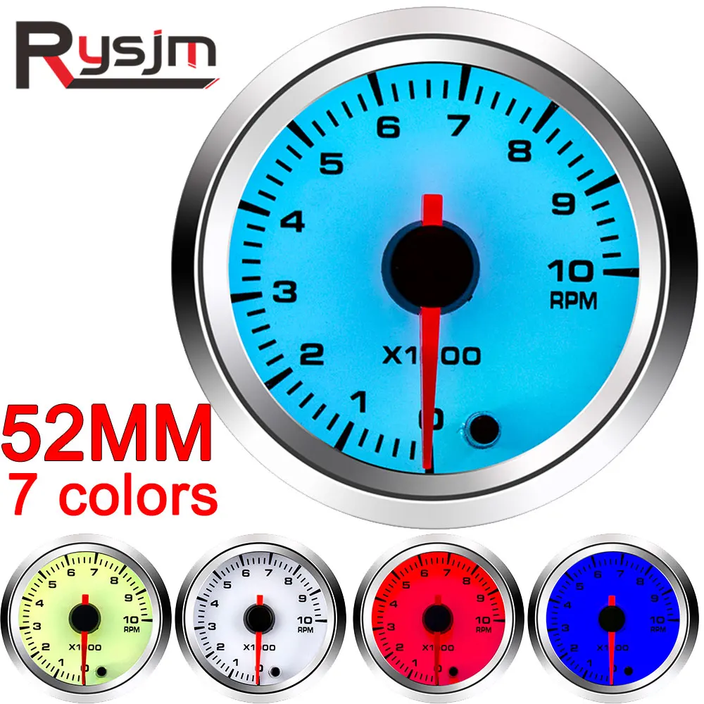 7-Colors-52mm-0-10000-RPM-Meter-Tachometer-Gauge-For-12V-Gasoline-Motor ...