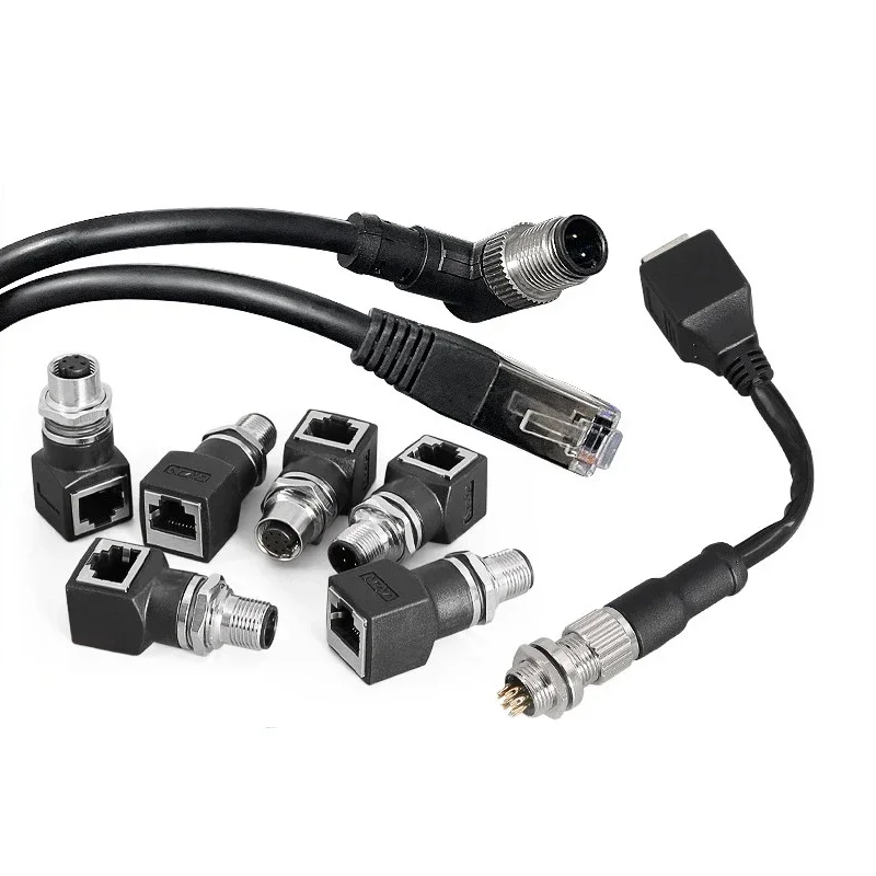 Adaptador-de-cabo-de-rede-macho-e-f-mea-reto-dobra-M12-para-RJ45 ...