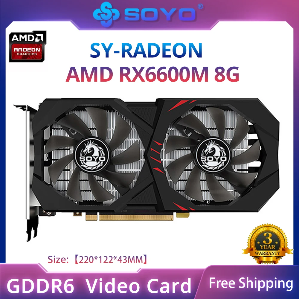 SOYO New AMD Radeon RX6600M 8GB Graphics Card GDDR6 Video Memory PCIE4 ...