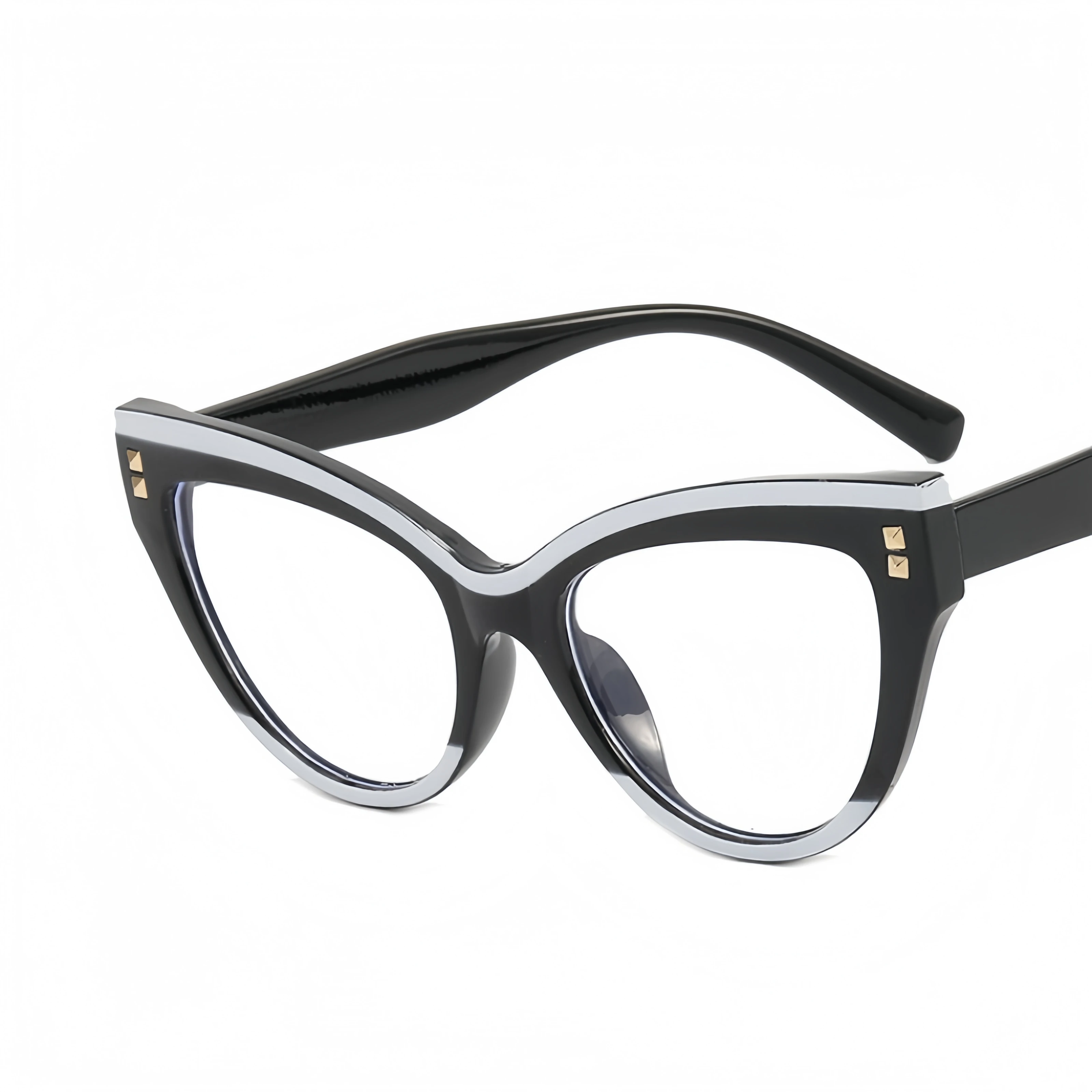 Large Frame Cat-Eye Rivet Glasses Frame European and American Trendy ...