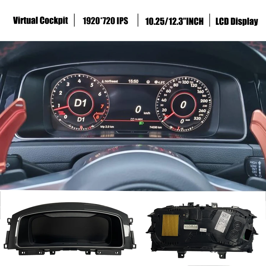 12.3 Digital Virtual Cockpit Instrument Cluster For VW Golf 7 7.5 MK7 ...