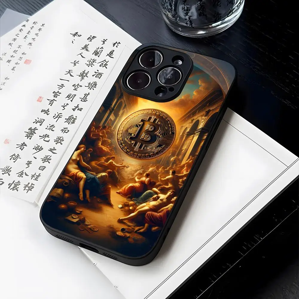 Sleek Bitcoin Design Tempered Glass Phone Case for IPhone 14 (Z2)