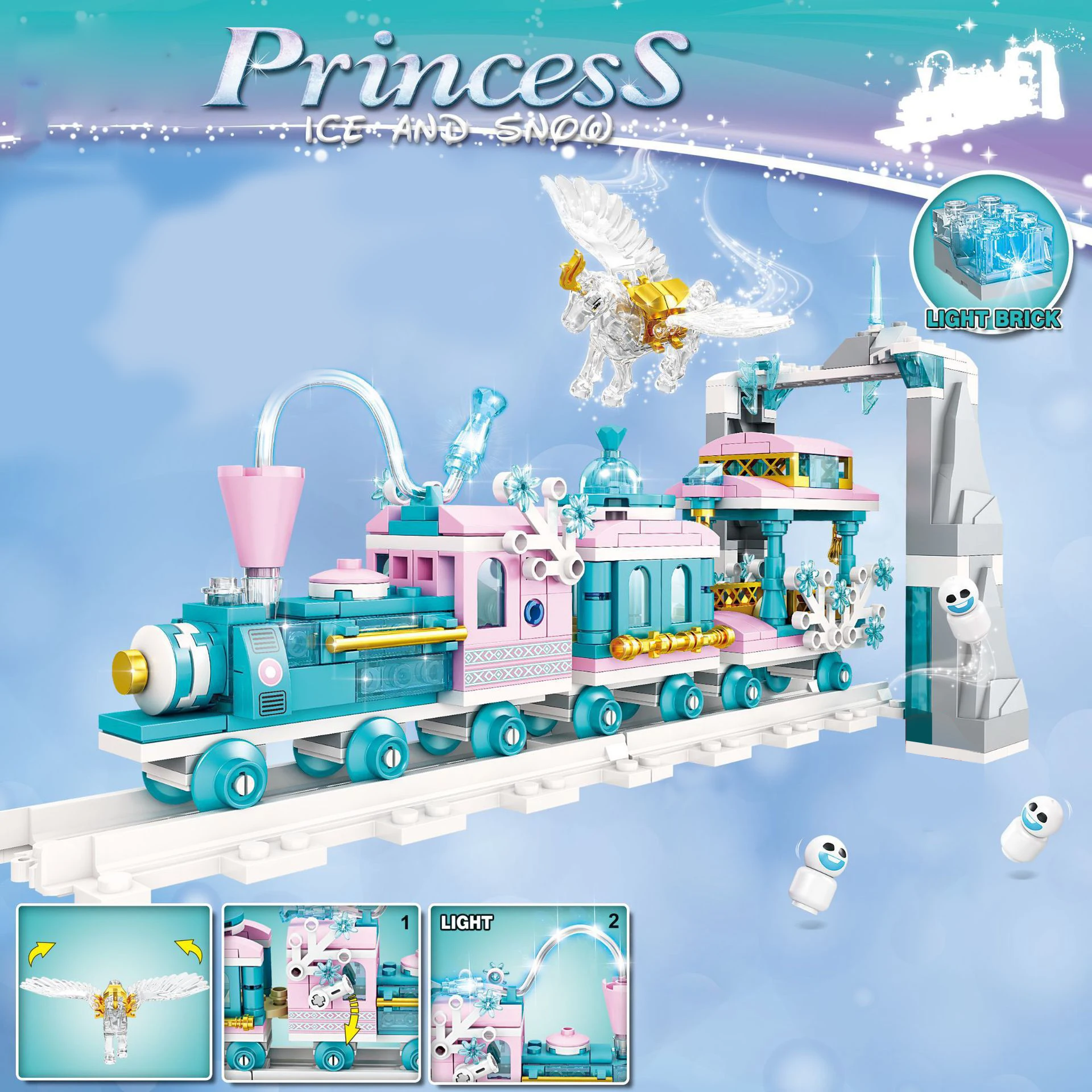 Technical-magic-Ice-Princess-Train-Railway-Track-Building-Blocks-Subway ...