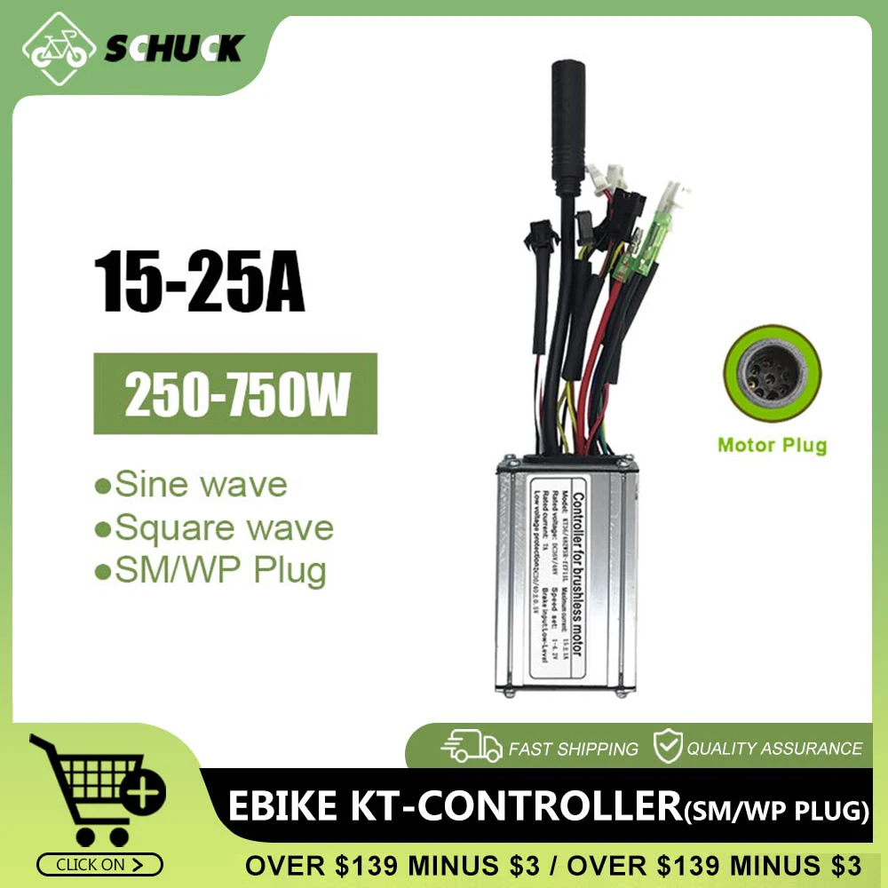 24V-36V-48V-250W-750W-KT-Ebike-Controller-with-SM-Connector-WP-Motor ...