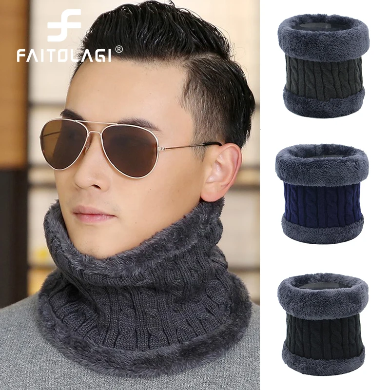 Bufanda-de-cuello-de-bucle-de-anillo-de-punto-suave-para-hombres-babero ...