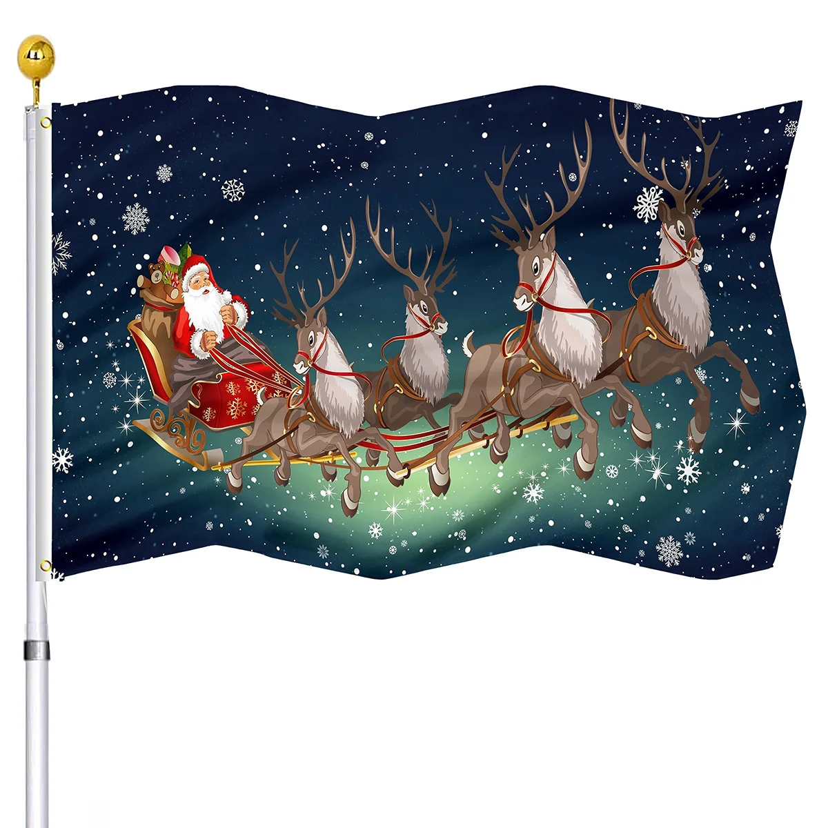 Merry Christmas Flag Elk Santa Garden Flags Winter Holiday Flag ...