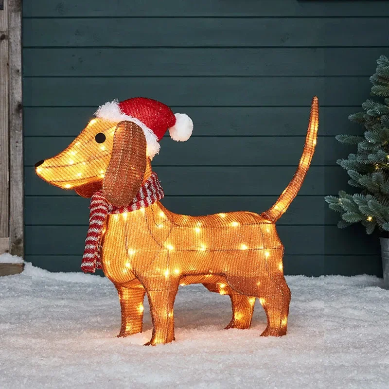 3D-Christmas-Dachshund-Dog-with-LED-Lights-Courtyard-Decoration-Lights ...