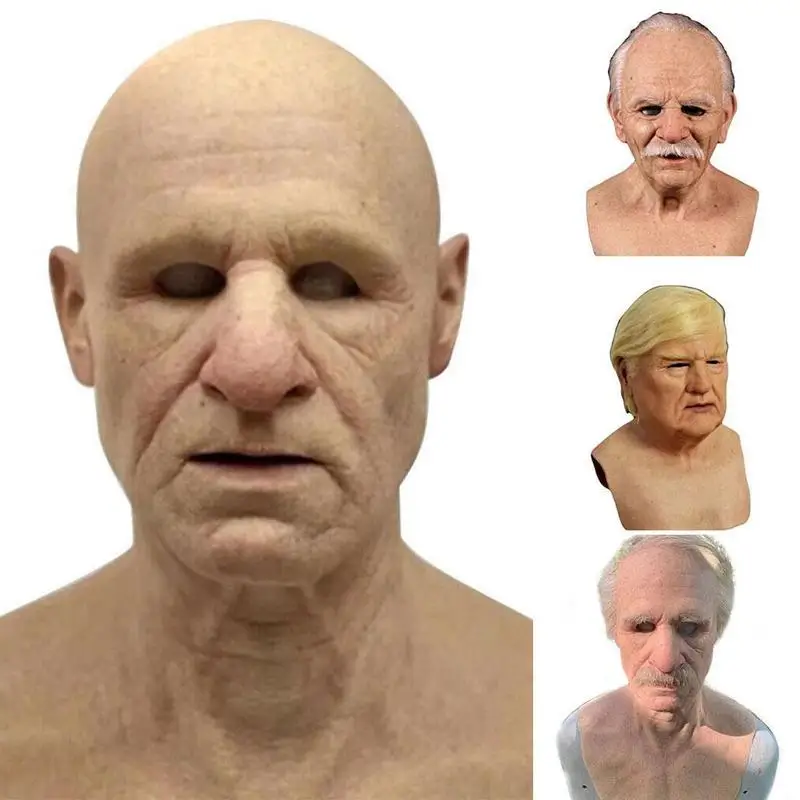 Silicone Old Man Scary Mask For The Face Halloween Masquerade Party ...