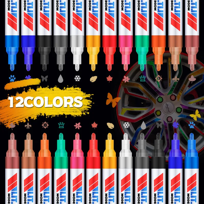 12-Colors-Set-Permanent-Oily-White-Markers-Pens-Waterproof-Tire ...