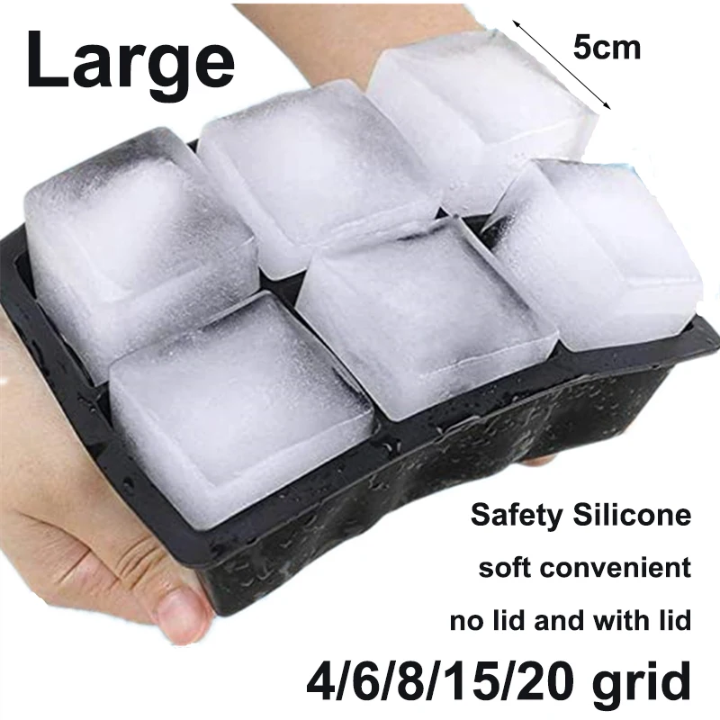 Large-Ice-Cube-Mould-Big-Square-Ice-Tray-Silicone-Ice-Maker-Mold ...