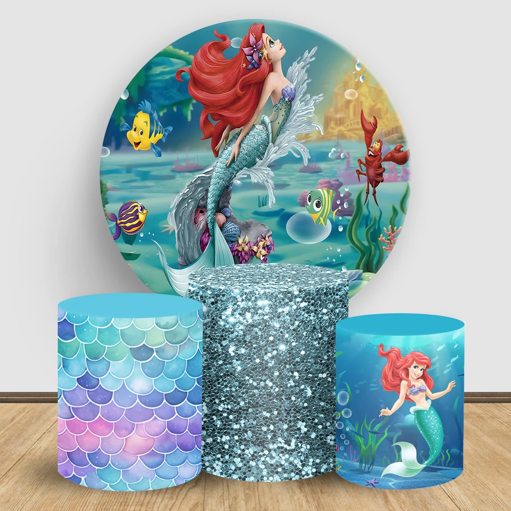 Disney-s-Mermaid-Ariel-Theme-Circle-Round-Backdrop-Cover-and-Cylinder ...