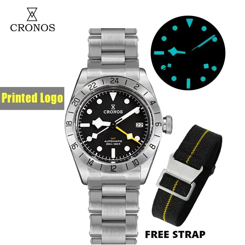 Cronos L6022 Vintage GMT 39mm Men Watch NH34 Automatic Movement ...