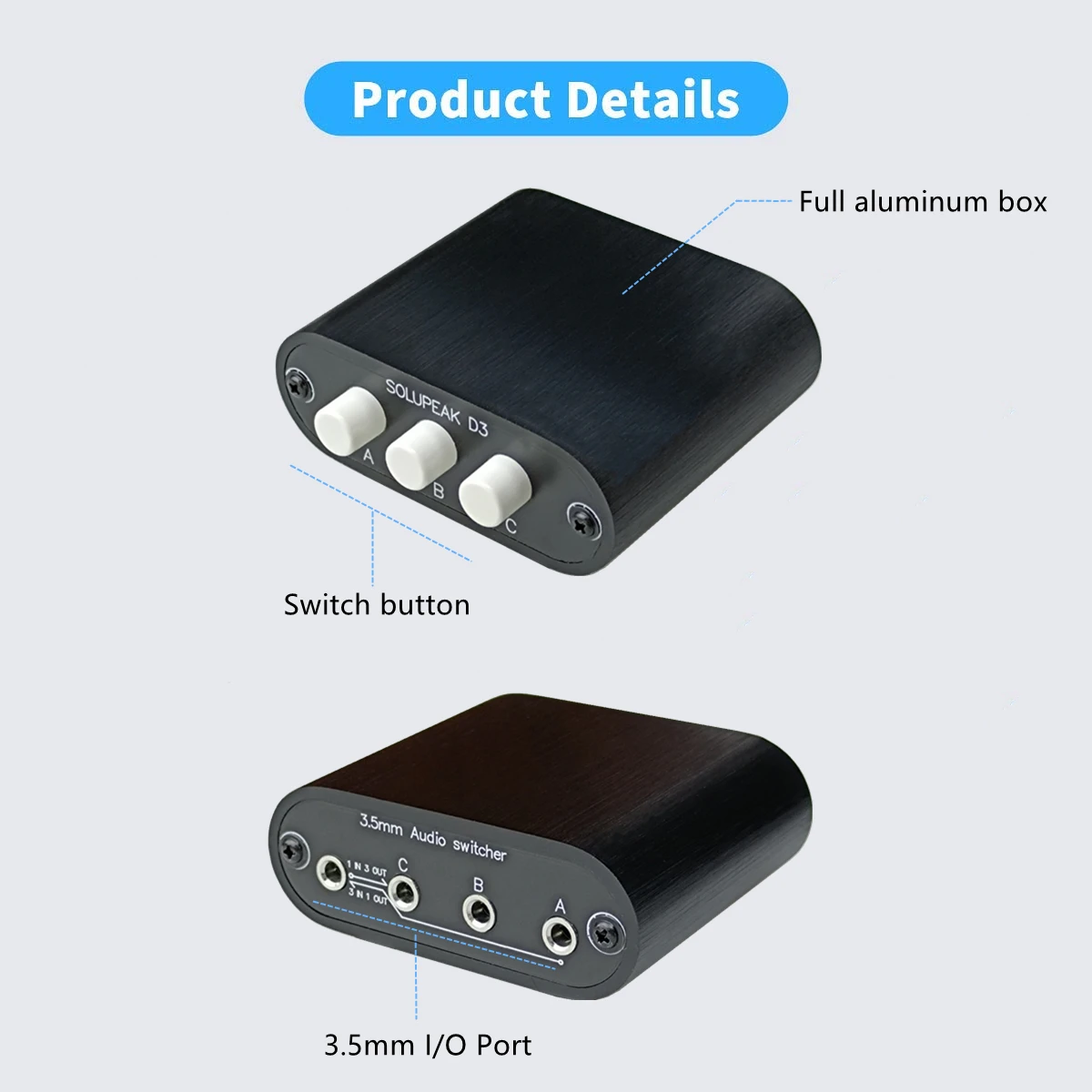 3-channel-3-5mm-AUX-Stereo-Audio-Source-Switch-3-in-1-out-Input-Signal ...