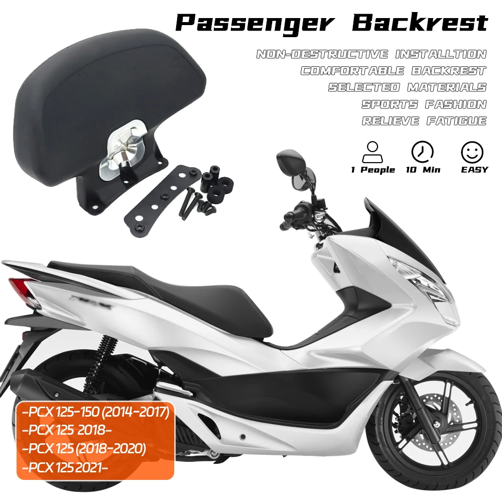 For-PCX-125-150-Motorcycle-Black-Rear-Passenger-Seat-Backrest-Cushion ...