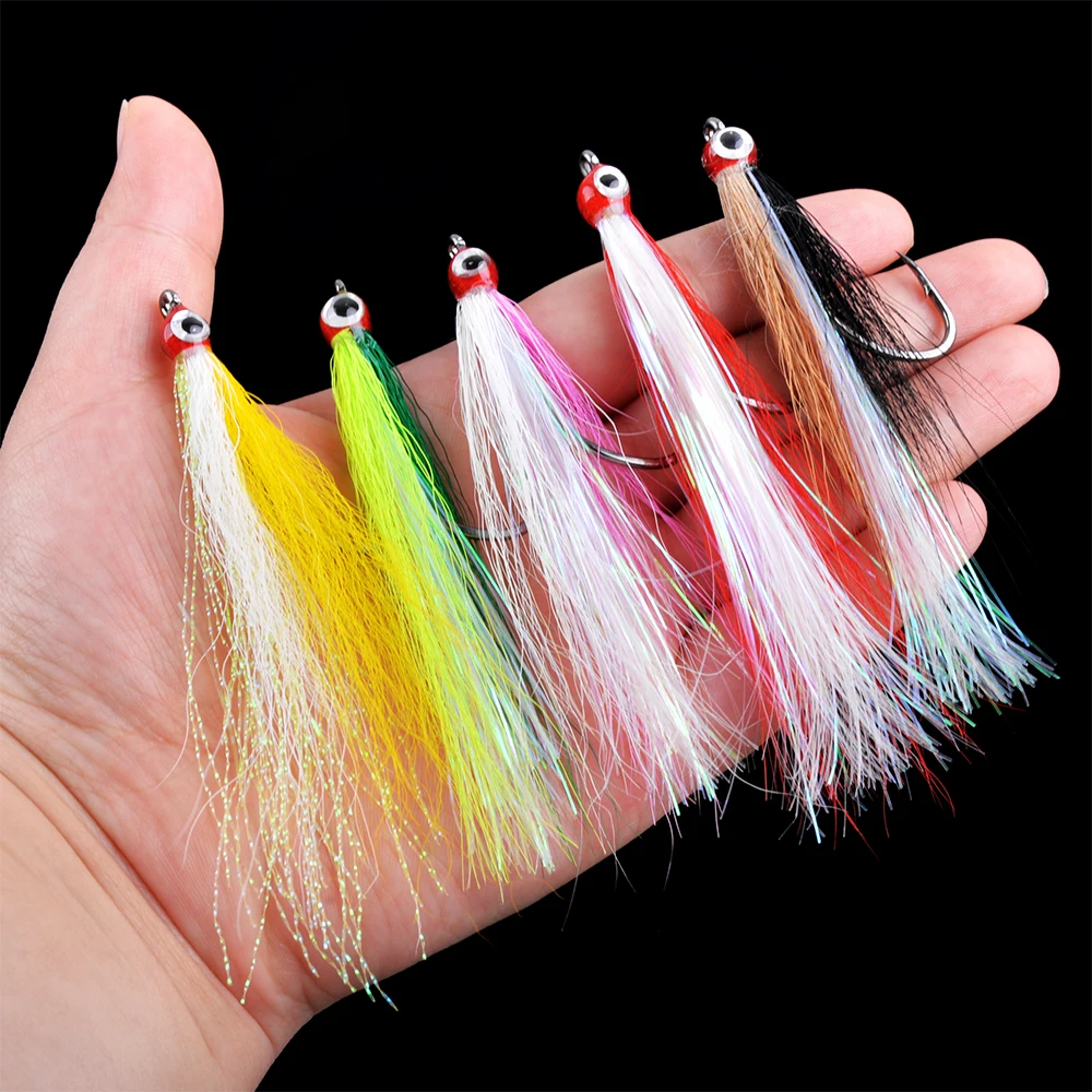 5Pcs-Bucktail-Teasers-Fishing-Hooks-High-Carbon-Steel-Steelhead-Minnow ...