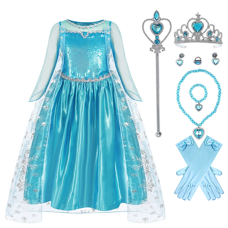 Disfraz de Elsa, reina de las nieves de Disney para niñas, vestido de ...