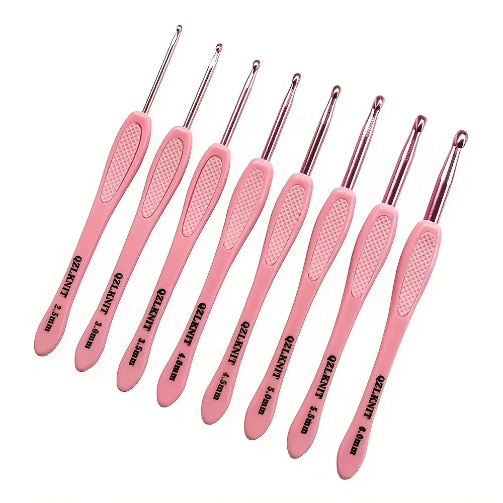 Sweater-Needle-8pcs-Knitting-Tool-Abs-Leather-Pink-Handle-Complete ...