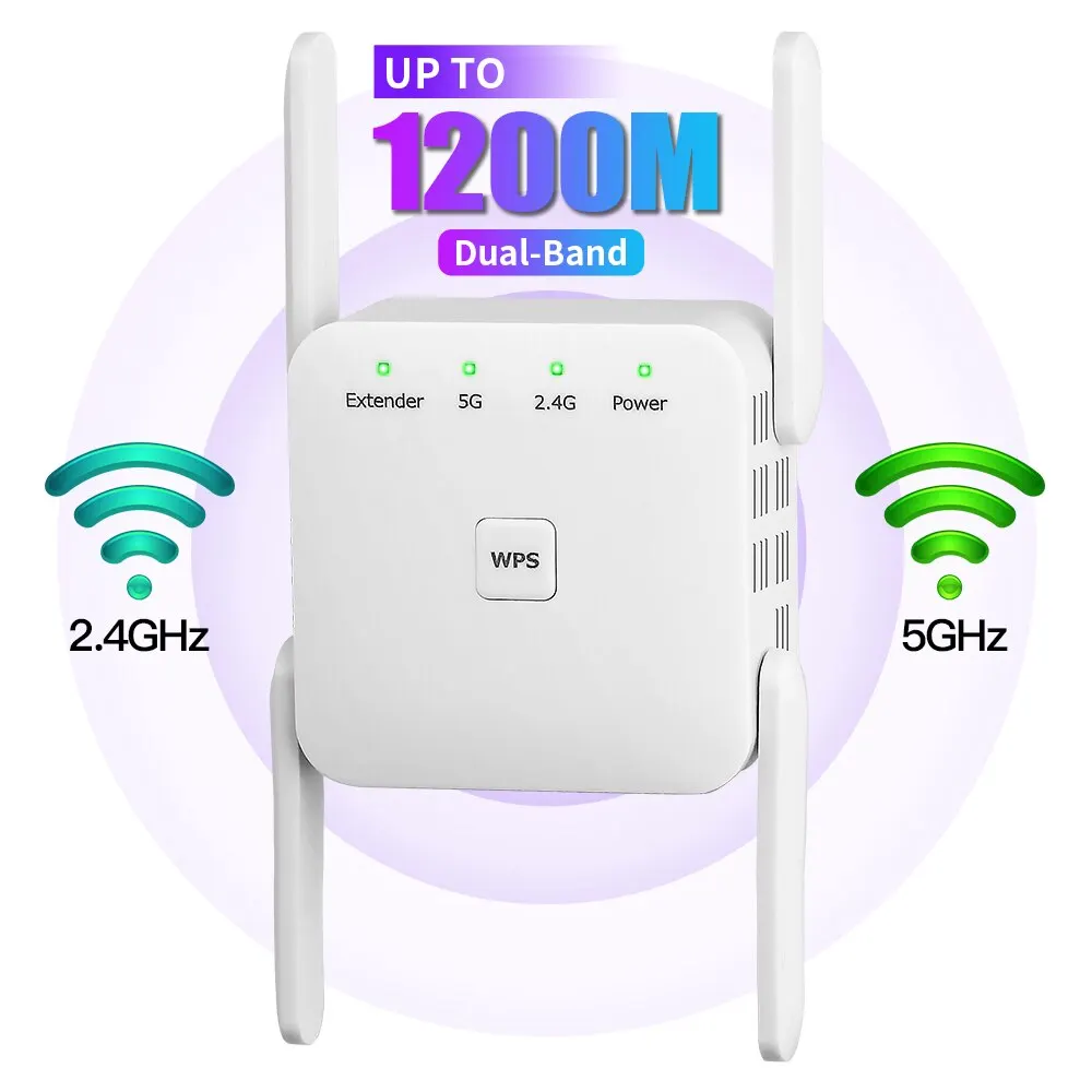 1200Mbps 5Ghz Repetidor WiFi inalámbrico 2,4G 5GHz Amplificador de ...