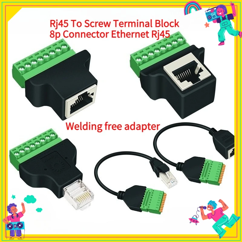 Rj45 To Screw Terminal Block 8p Connector Ethernet Rj45 Male Female To ...