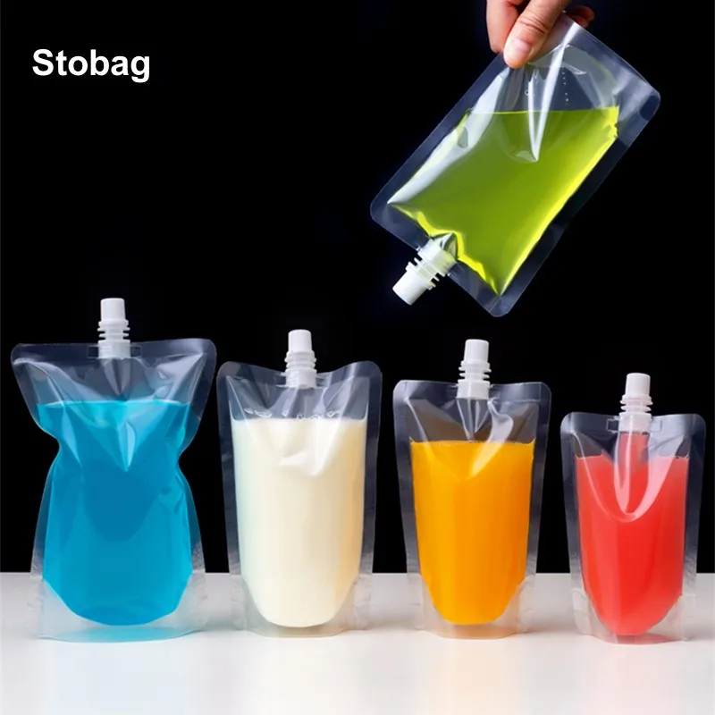 StoBag-100pcs-Transparent-Drinking-Liquid-Packaging-Nozzle-Bags-Clear ...