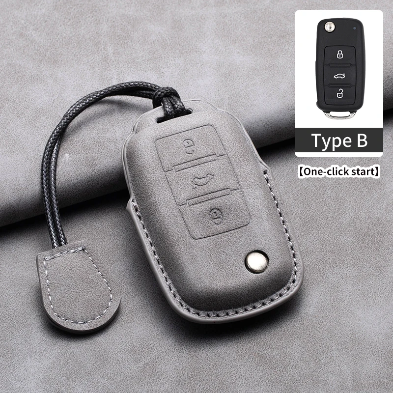 Leather-Car-Key-Case-Cover-Fob-for-Volkswagen-VW-Polo-Golf-Passat ...