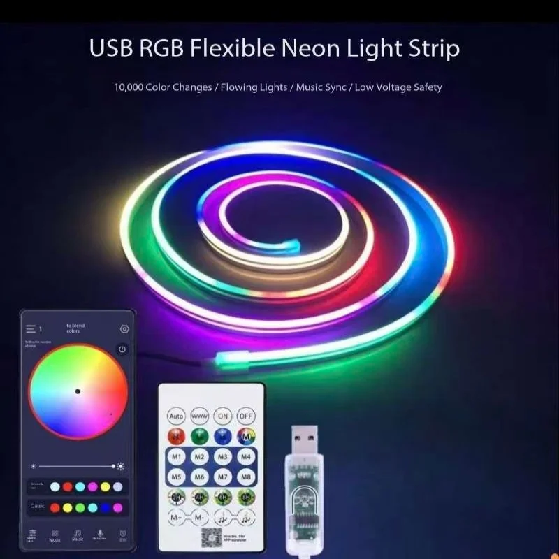 DC5V RGBIC Neon LED Strip Lights Neon Rope Light with Music Sync DIY ...